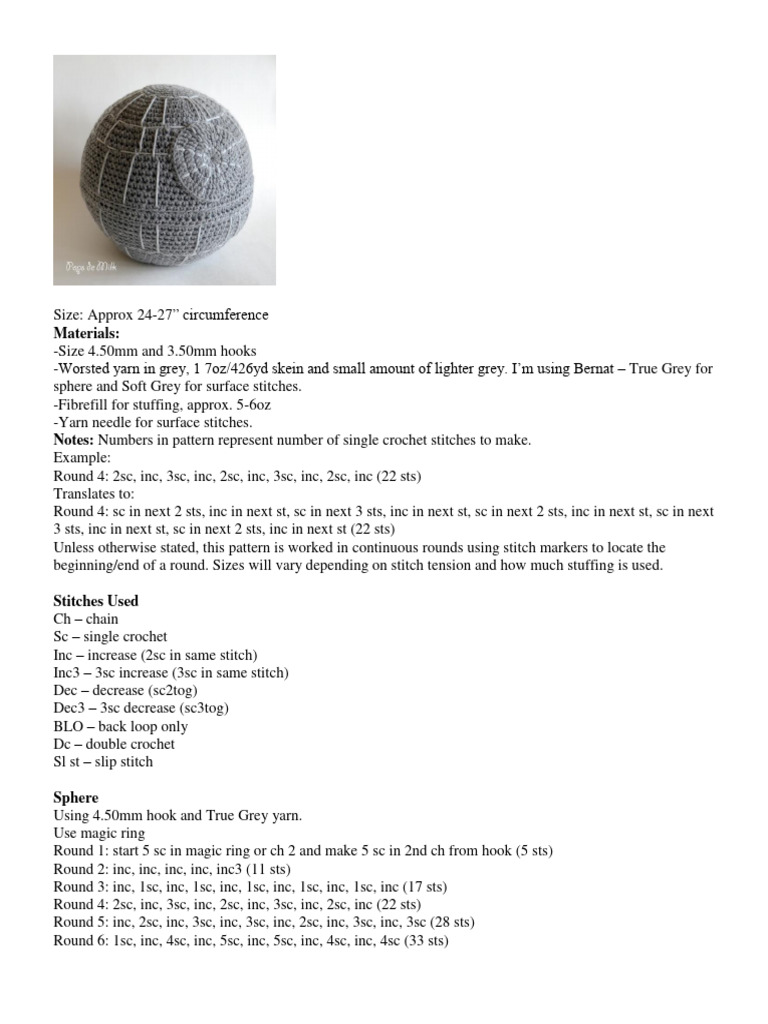 Death Star Crochet Pattern Guide | PDF | Crochet | Textile Arts