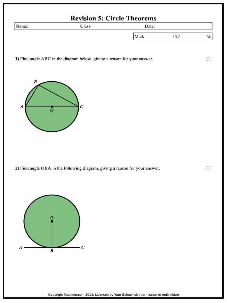 Revision 5 Circle Theorems | PDF