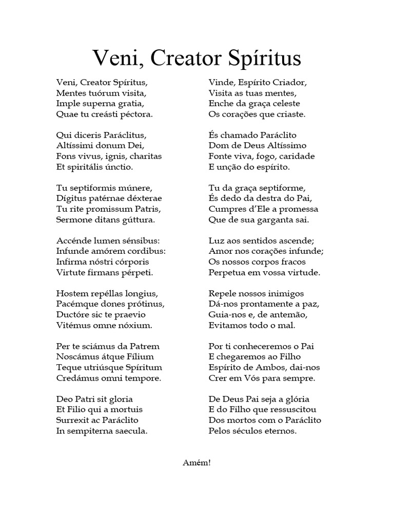 Veni, Creator Spíritus: Oração e Letra | PDF
