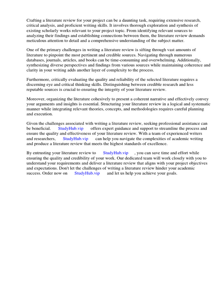 Literature Review For Project | PDF | Critical Thinking | Literature Review