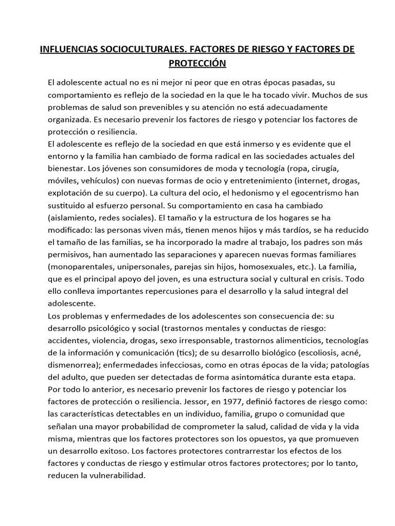 Influencias Socioculturales | PDF | Adolescencia | Adultos