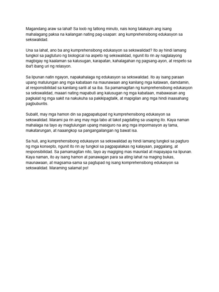 Comprehensive Sexuality Education Pdf