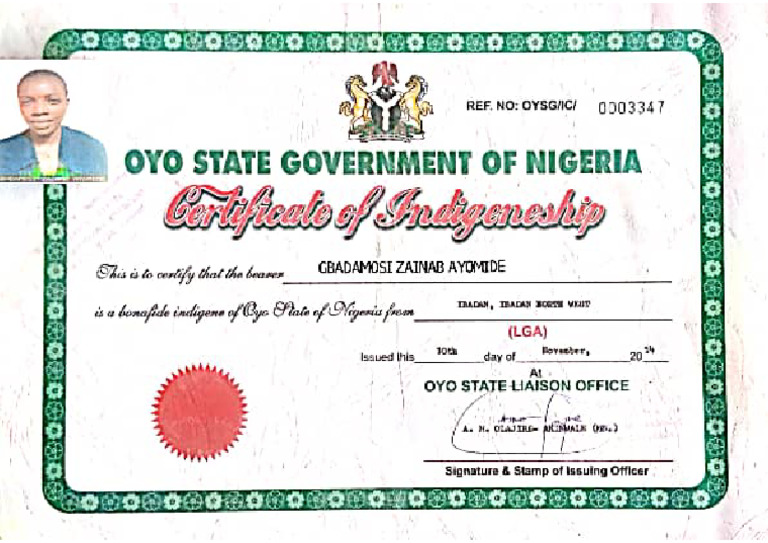 Certificate of Indigeneship | PDF