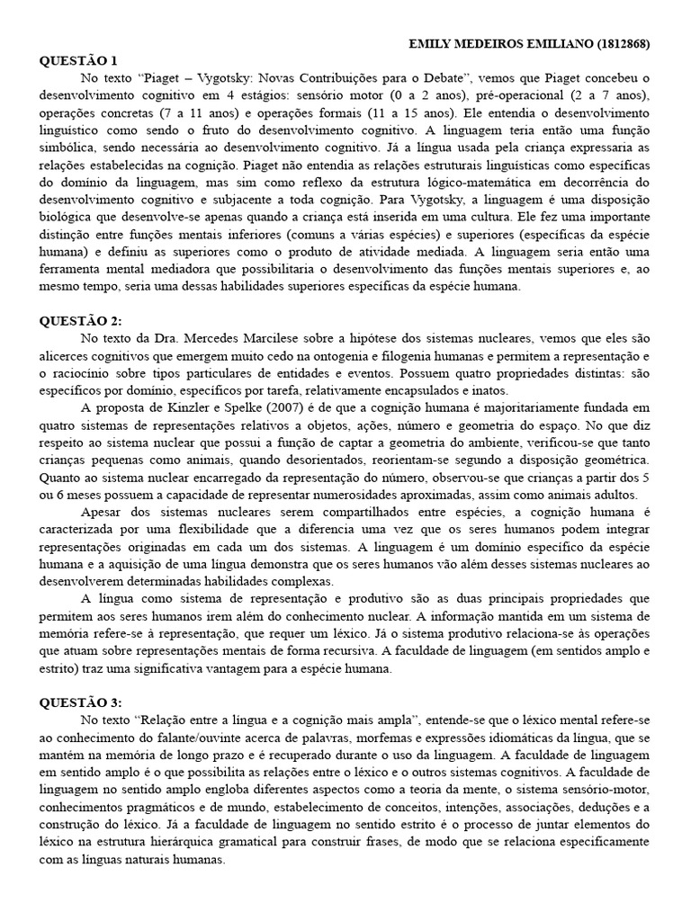 Emily - Ativ Individual | PDF | Humano | Conhecimento