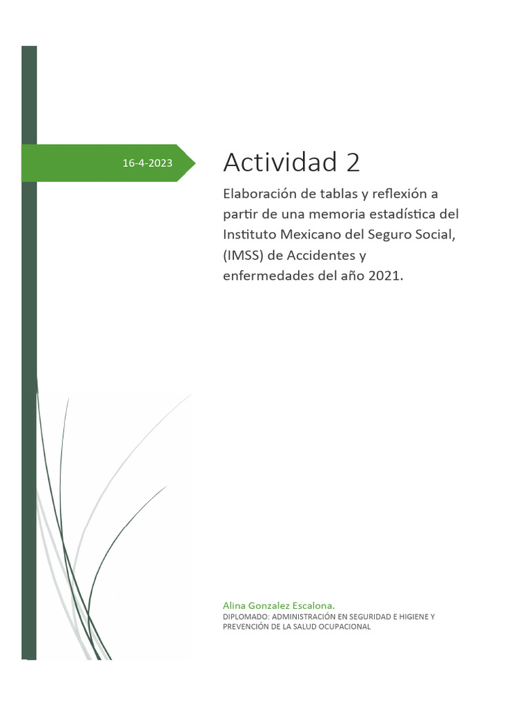 Act 2 Tablas y Reflexión | PDF | Enfermedades y trastornos humanos | Relaciones laborales