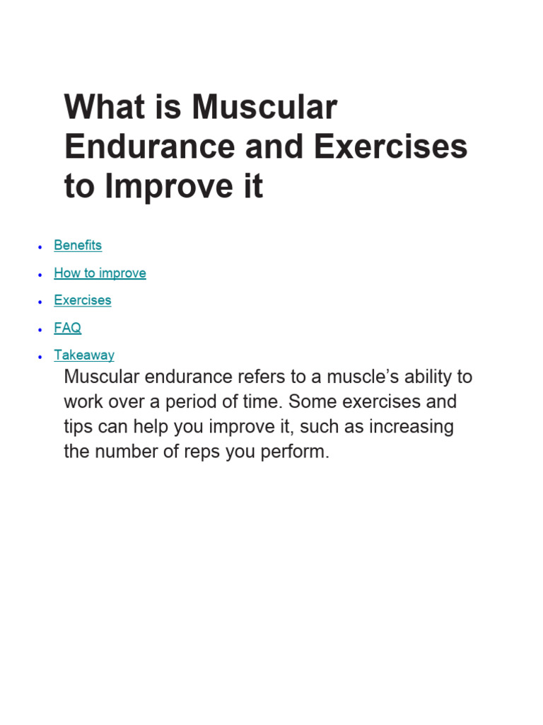 What is Muscular Endurance and Exercises to Improve it | PDF | Strength ...