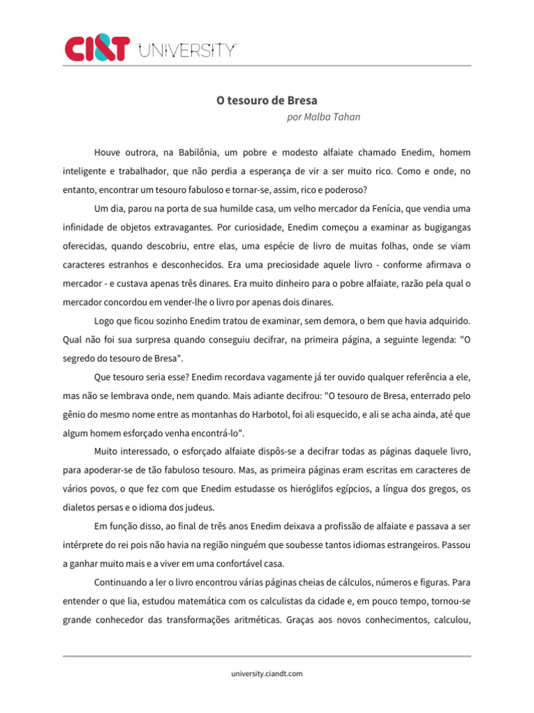 O Tesouro de Bresa: O Saber é a Riqueza | PDF | História