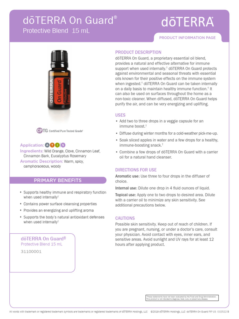 doterra-on-guard-essential-oil-blend | PDF | Essential Oil