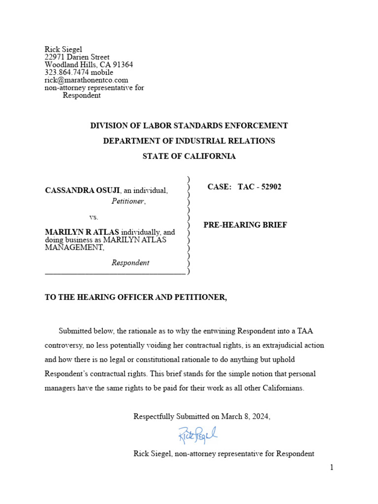 Labor Commission Pre-Hearing Brief Osuji V Atlas | Download Free PDF ... Labor Commission Pre-Hearing Brief Osuji V Atlas | Download Free PDF ...
