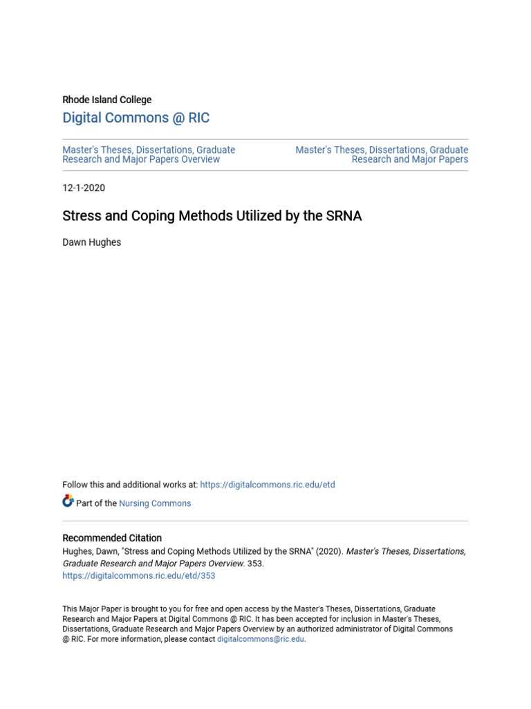 Stress and Coping Methods Utilized by The SRNA | Download Free PDF ...
