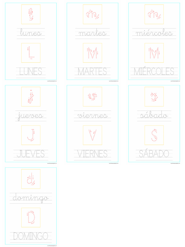 Fichas Lectoescritura Caligrafia PDF Imprimir Dias Semana Mayuscula ...