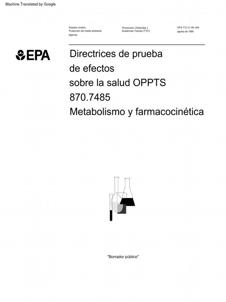 Epa Oppts 870.7485 | PDF | Toxicidad | Farmacocinética