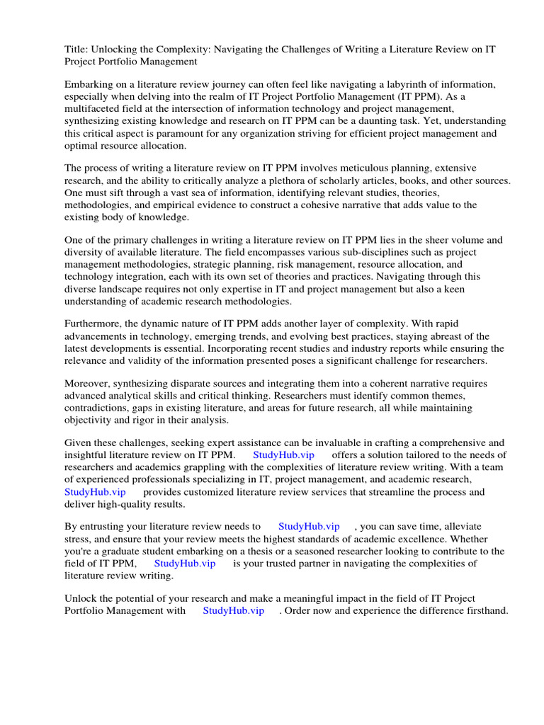 It Project Portfolio Management - A Structured Literature Review | PDF ...