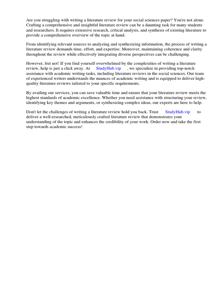 How To Write A Literature Review Social Sciences | PDF | Science | Thesis