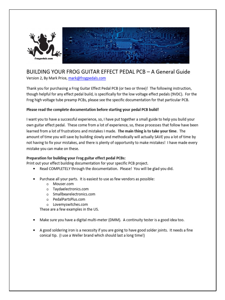 BUILDING YOUR FROG GUITAR EFFECT PEDAL PCB - A General Guide | PDF ...