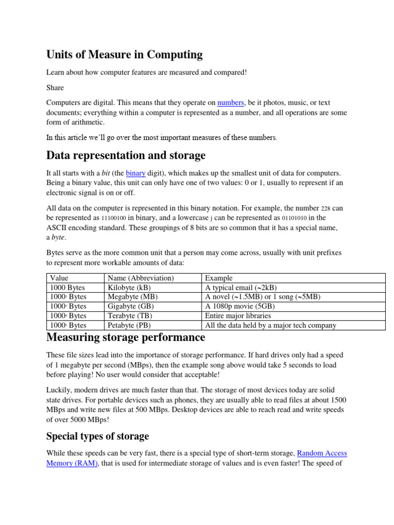 Units of Measure in Computing | Download Free PDF | Central Processing Unit | Byte
