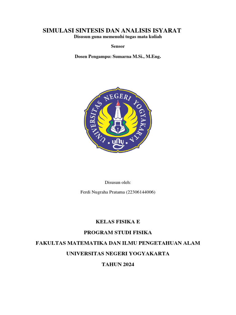 Prak - Sensor - 1 - 2024 - Ferdi Nugraha Pratama - 22306144006 - e | PDF