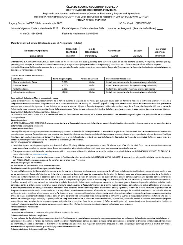 Seguro Univida S.A. | PDF | Póliza de seguros | Seguro