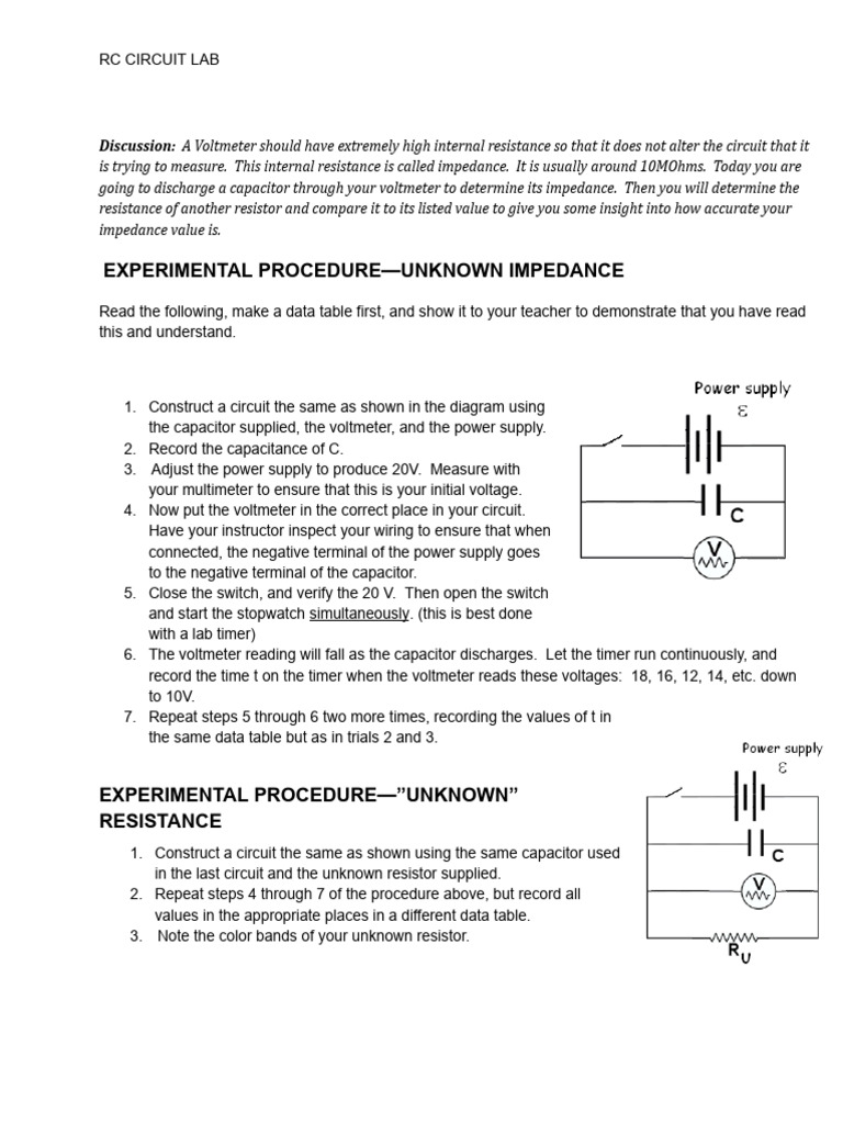 RC Circuit Lab: Measuring Impedance and Resistance | PDF | Capacitor ...