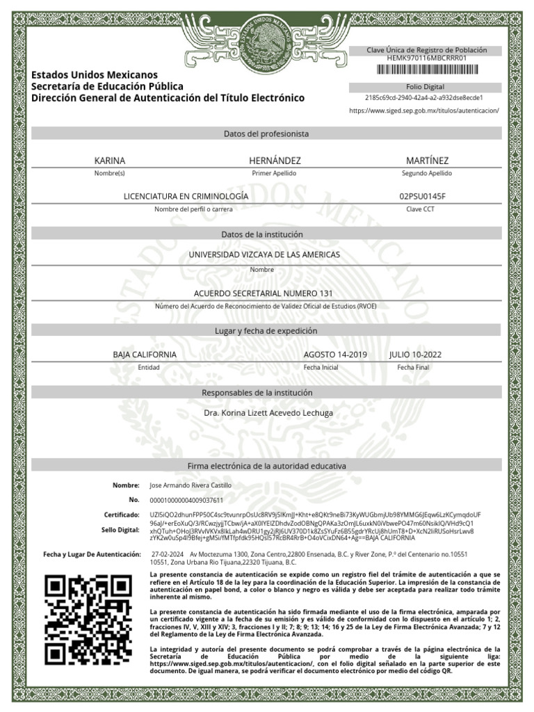 Título SEP Del Centenario Tijuana | PDF | Control de acceso | Autenticación