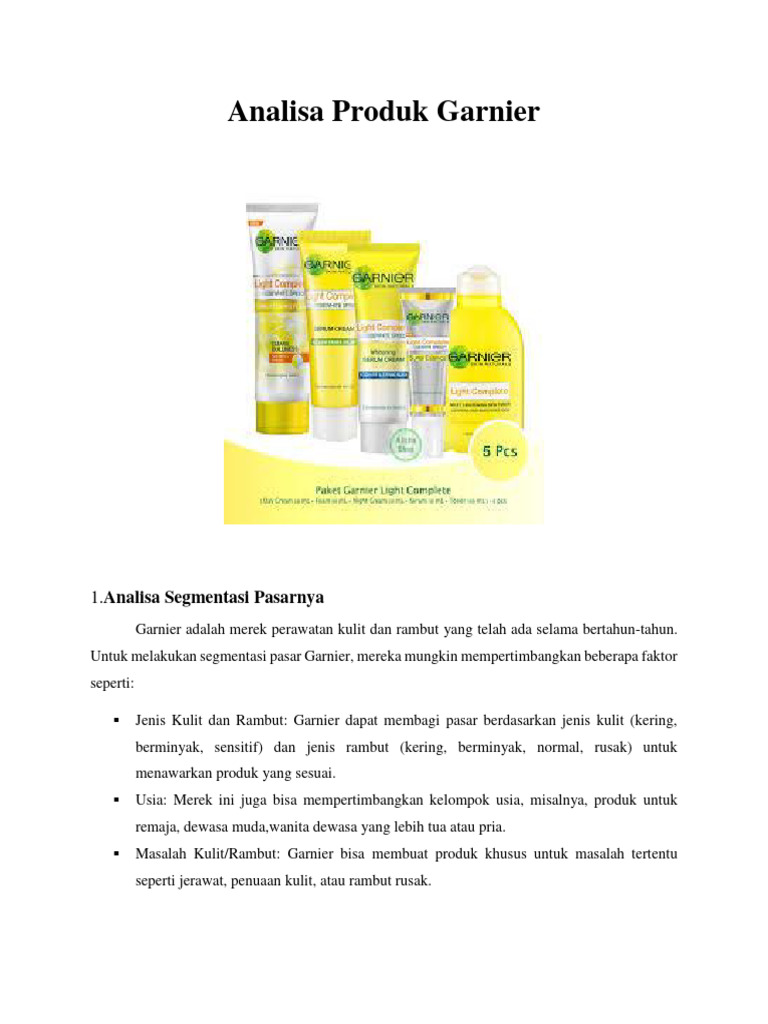 Analisa Produk Garnier | PDF | Bisnis