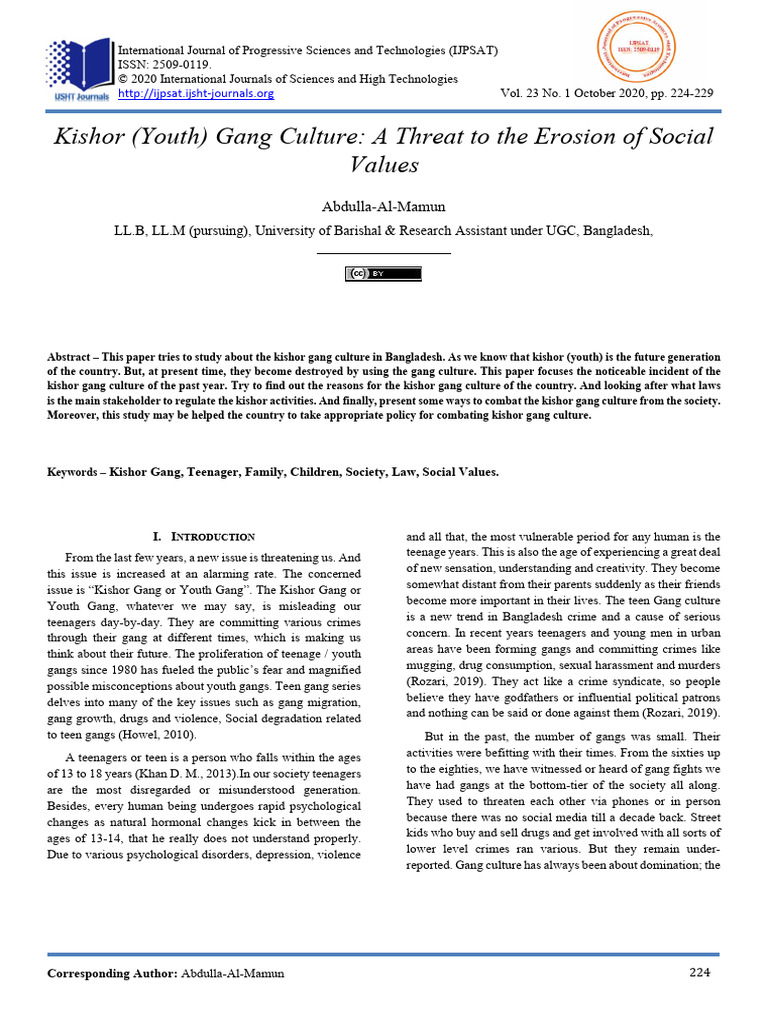 Youth Gangs: A Threat to Social Values | PDF | Adolescence | Gang