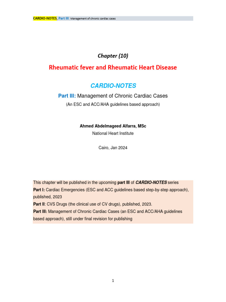 Cardio-Notes, Part III, Ch.10, RF&RHD | PDF | Clinical Medicine | Medicine