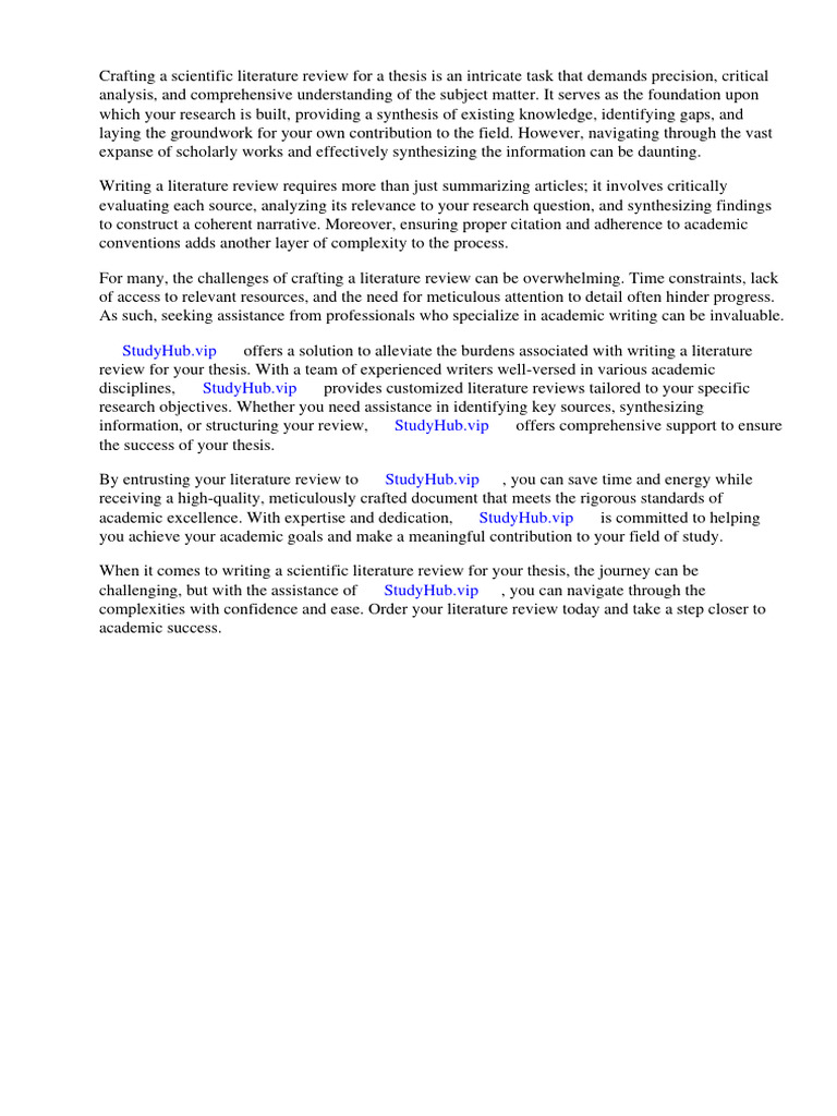How To Write A Scientific Literature Review For Thesis | PDF ...