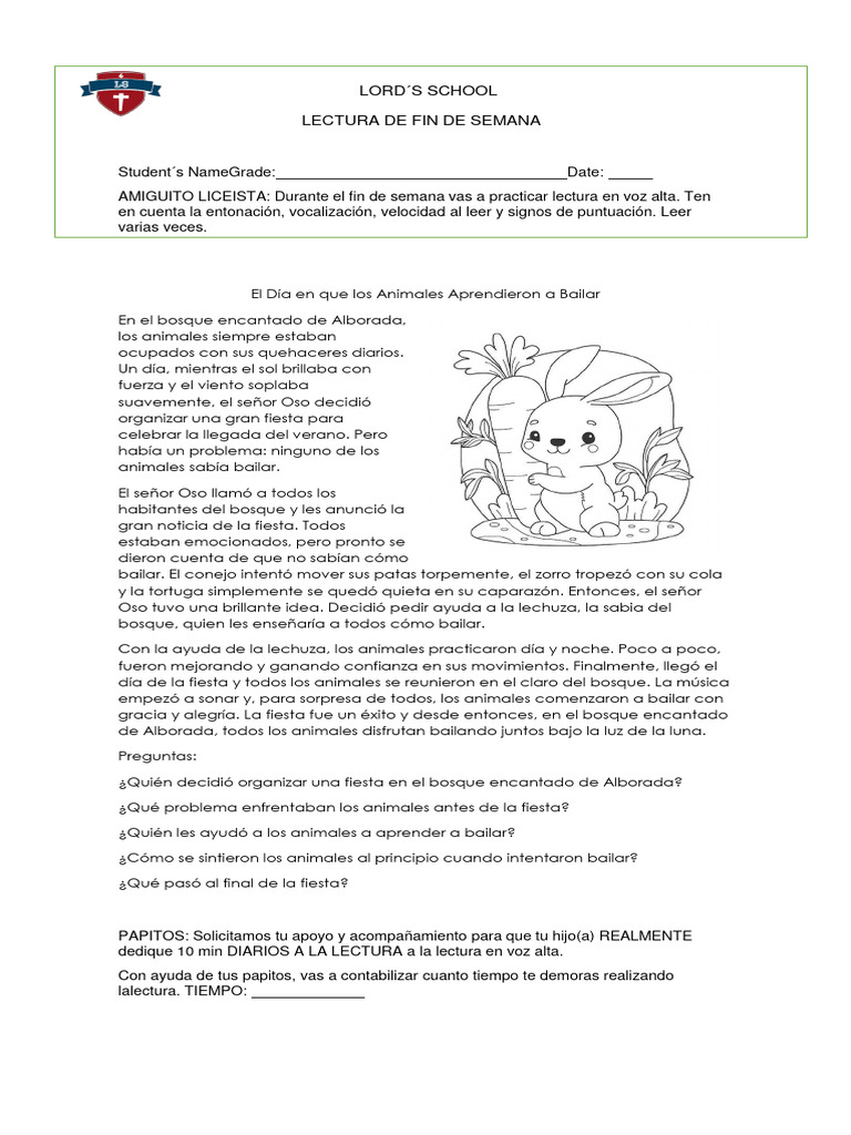 Lectura de Fin de Semana #2 (Grade - 2nd) | PDF