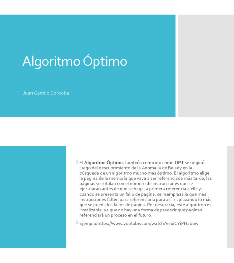Algoritmo Óptimo | PDF