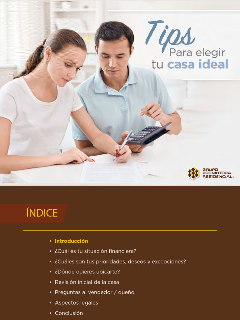 Tips para Elegir Casa Ideal | PDF | Bienes raíces | Ley de bienes inmuebles