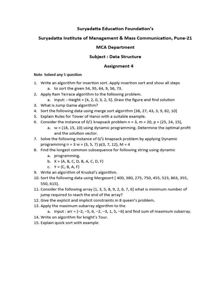 Assignment 4-Data Structure | PDF | Theoretical Computer Science | Applied Mathematics