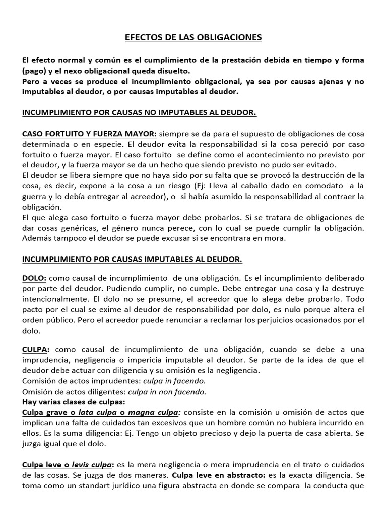 Guia Estudio Efectos de Las Oblig | PDF | Pagos | Intención (Derecho Penal)