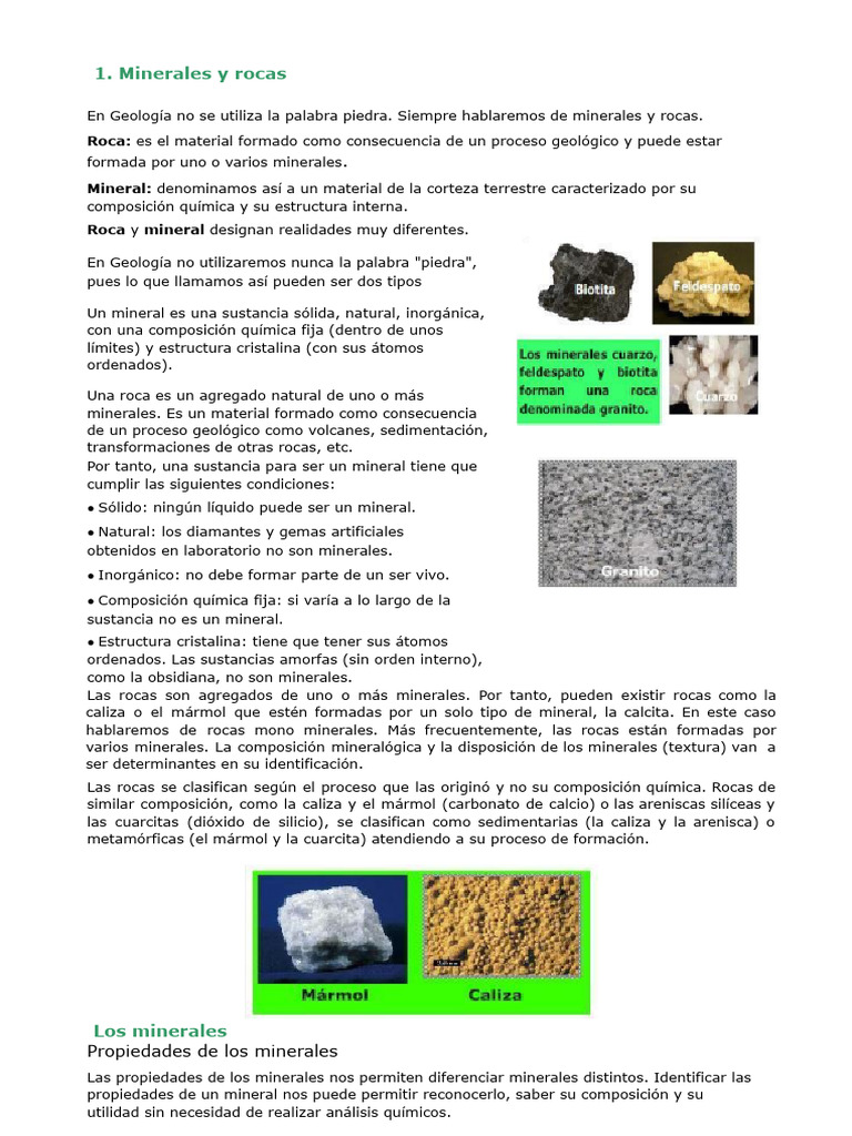 Mineral, Teoria | PDF | Roca (geología) | Minerales