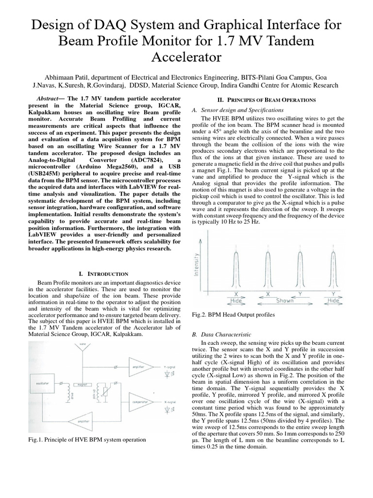 Design Of Daq System And Graphical Interface For Beam Profile Monitor For 1 7 Mv Tandem