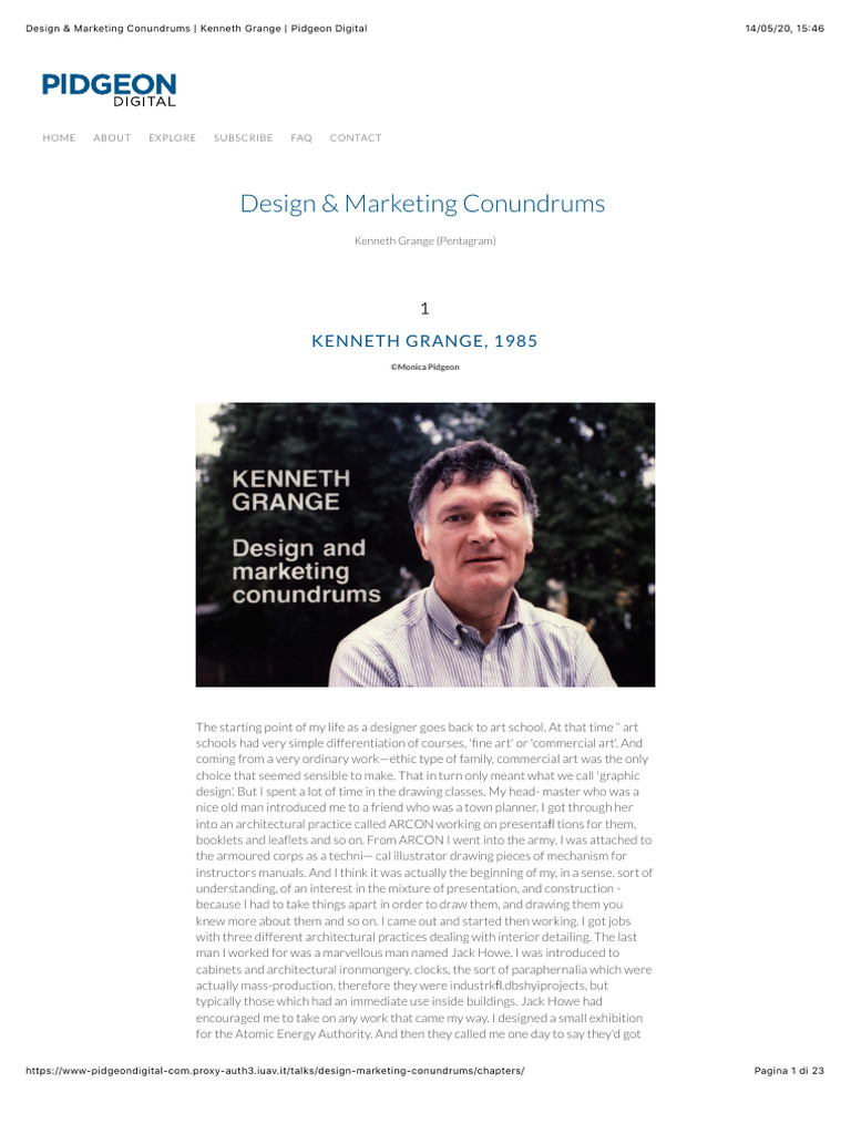 Design & Marketing Conundrums - Kenneth Grange - Pidgeon Digital | PDF ...