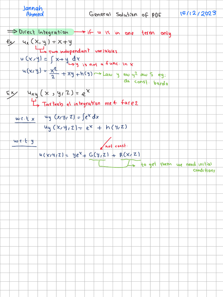 General Solution of PDEs Lec Notes by Jannah Ahmed | PDF