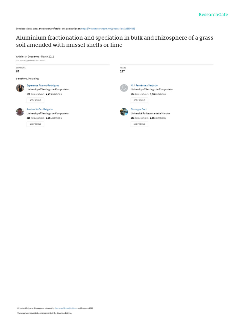 Aluminium Fractionation and Speciation in Bulk and | PDF | Soil | Ph