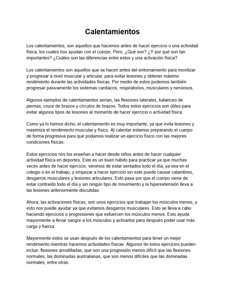 Calentamientos | PDF