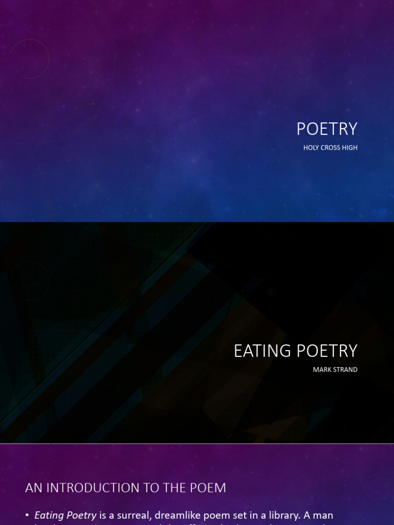 Analyzing Mark Strand's "Eating Poetry" | PDF | Poetry | Metre (Poetry)