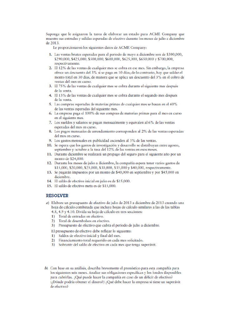 Prueba ACME | PDF | Presupuesto | Dinero
