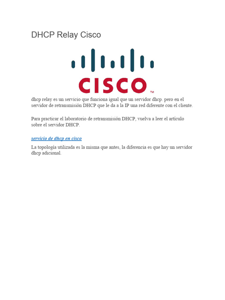 Configuración DHCP Relay en Cisco | PDF