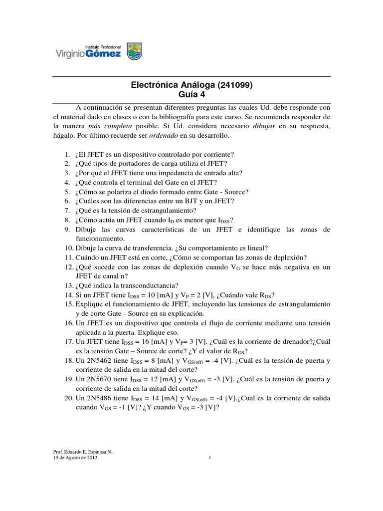 Guia 4 | PDF | Electrónica | Electricidad