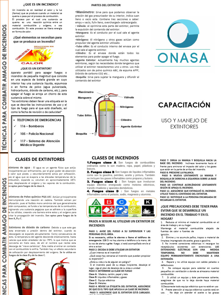 Tríptico Extintores - Capacitacion | PDF | Combustión | Materiales