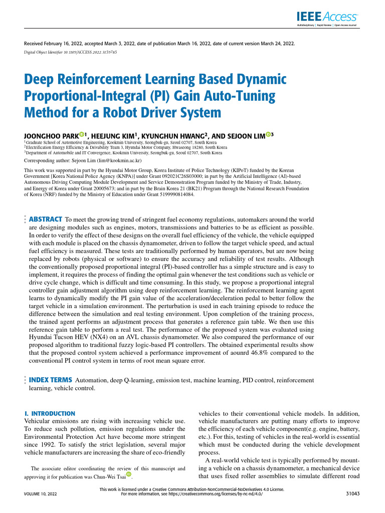 Deep Reinforcement Learning Based Dynamic Proportional-Integral PI Gain ... Deep Reinforcement Learning Based Dynamic Proportional-Integral PI Gain ...