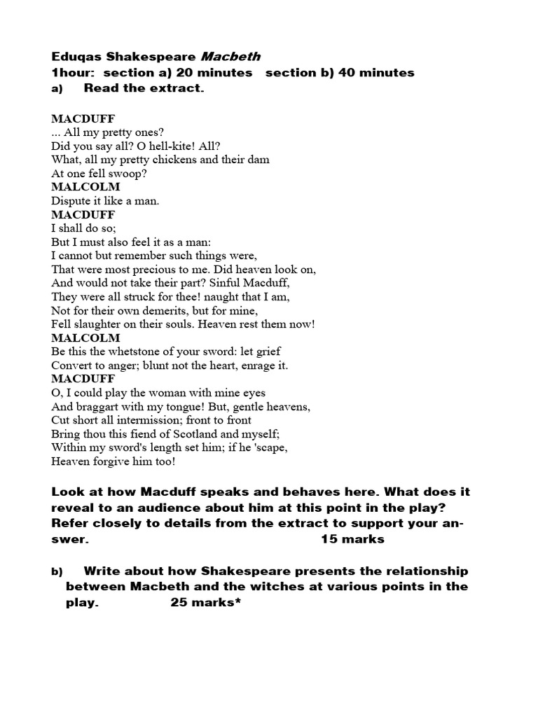 Eduqas Macbeth Extract 3 | PDF