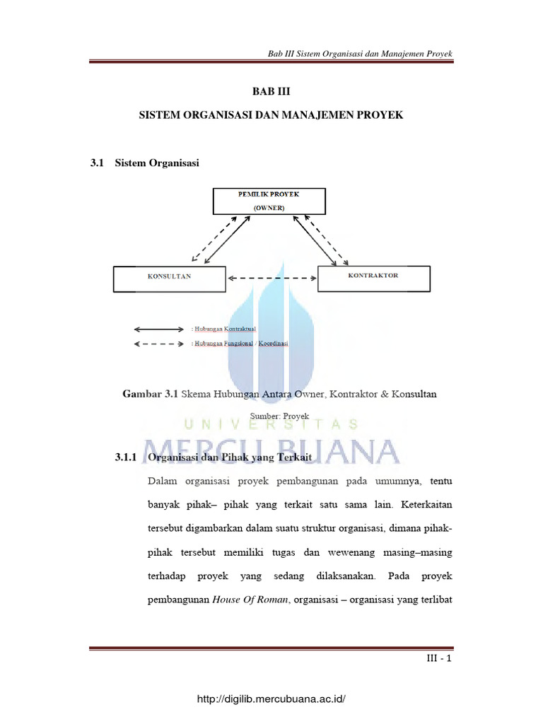 Bab III Sistem Organisasi Dan Manajemen Proyek | PDF