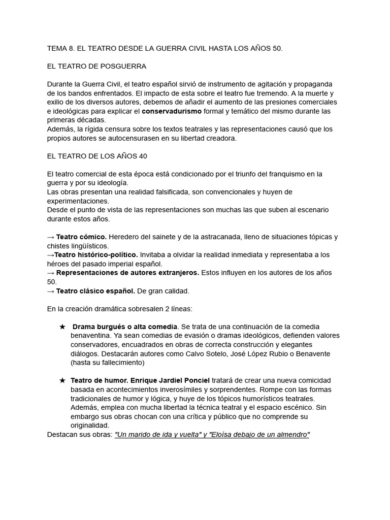 Tema 8 Lengua | PDF | Teatro