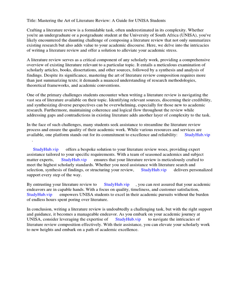 Example of A Literature Review Unisa | Download Free PDF | Thesis ...