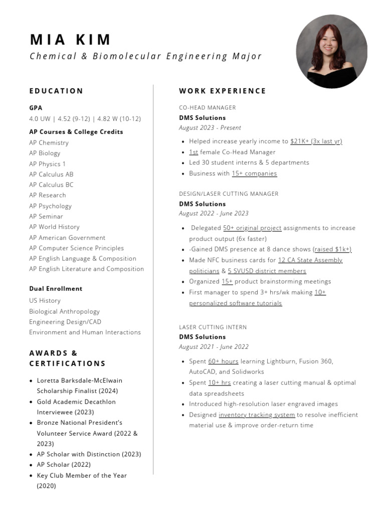 Mia Kim Resume | PDF | American Sign Language